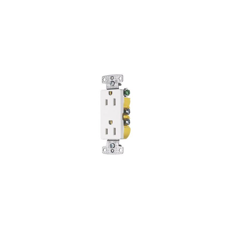 Contacto Duplex Decorador 15A 125V, 2 Polos, 3 Hilos, Color Blanco (Nema5-15R).